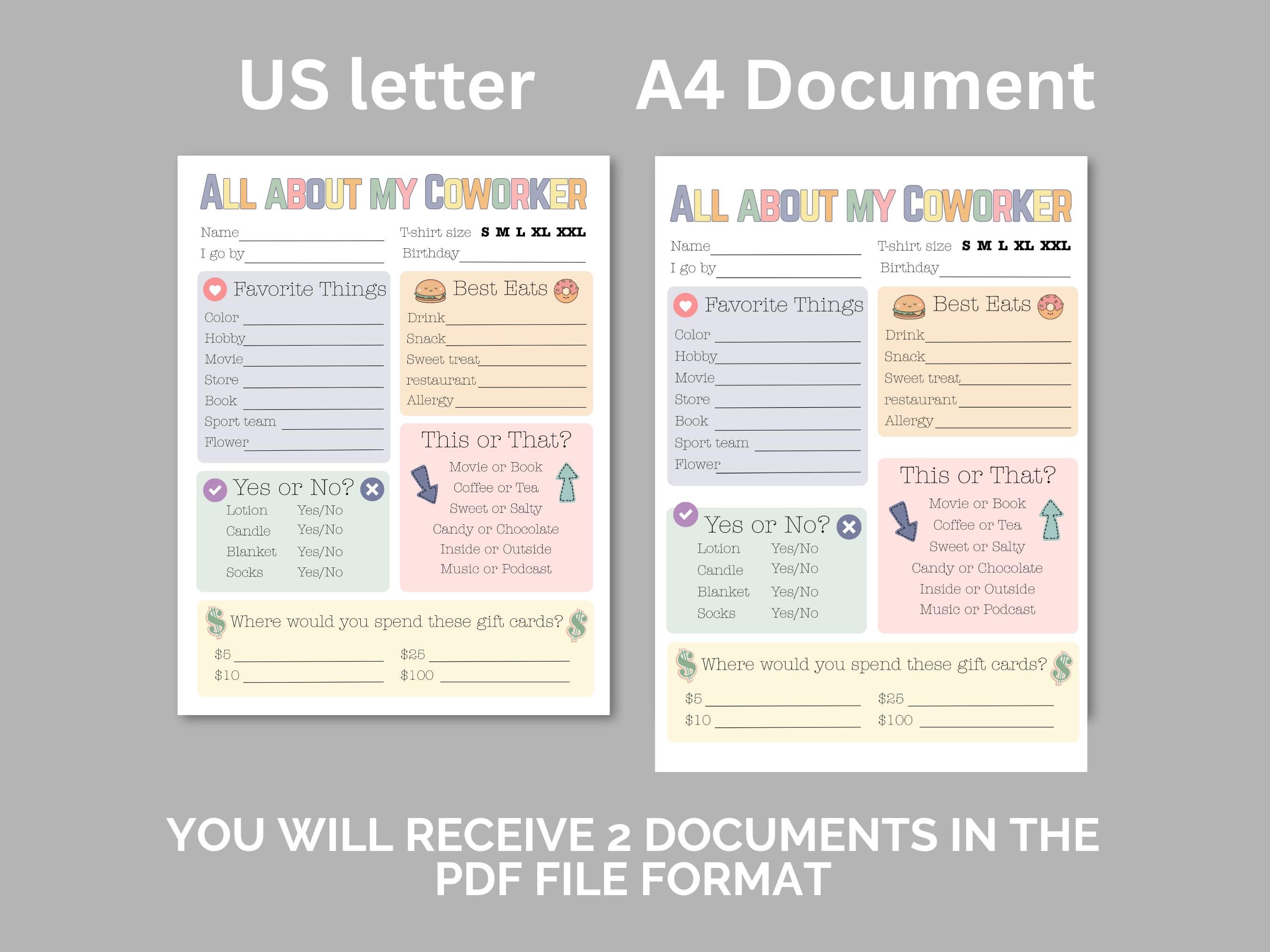 Team Building Printable – Get to Know Your Staff Questionnaire ...