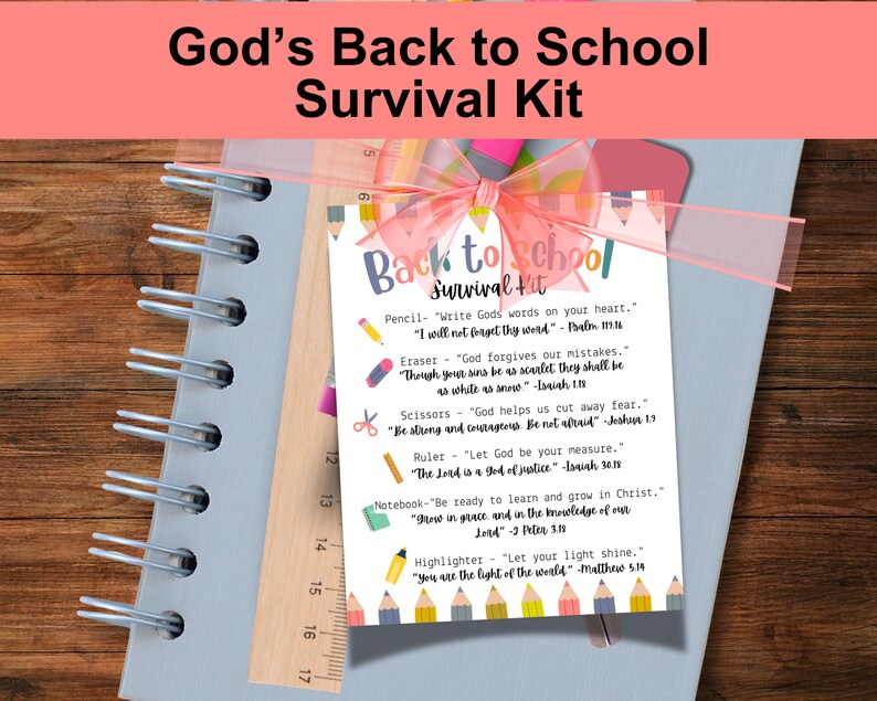 Back to School Survival Kit Tags- God's Survival Kit; Student Survival ...