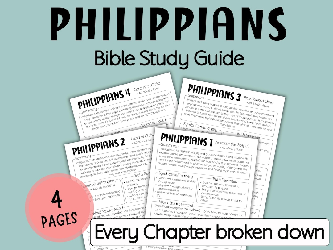 Philippians Bible Study Guide, Printable Bible Study Template, Bible ...
