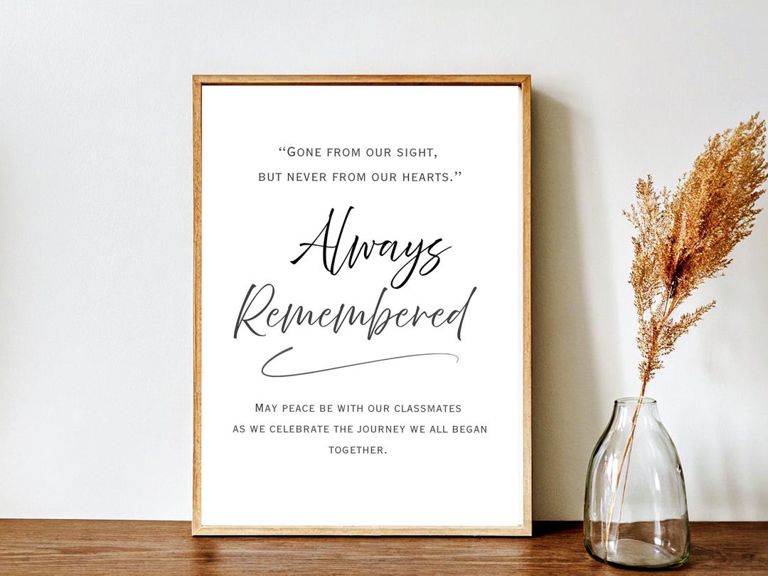 High School Class Reunion Memorial Sign, Always Remembered Classmates ...