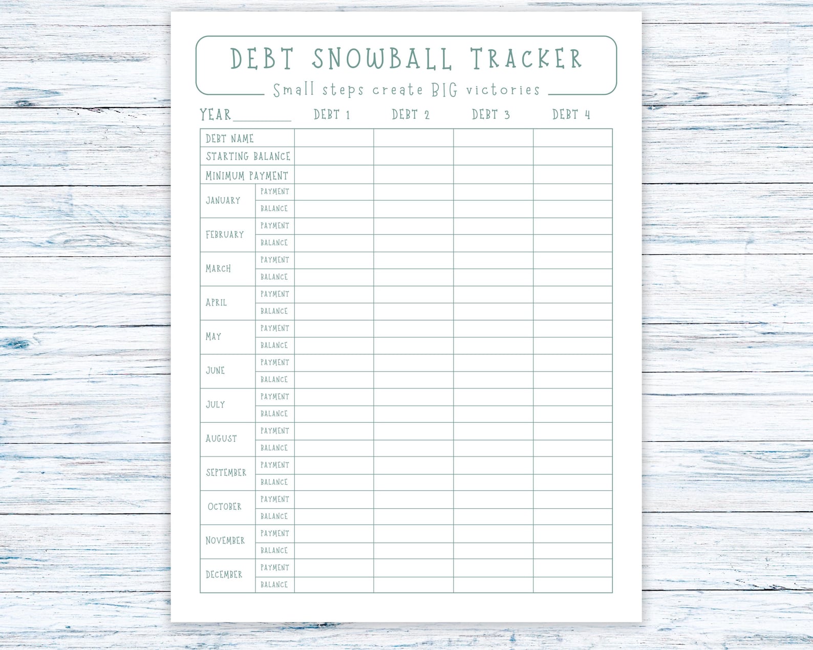 Debt Snowball Tracker Printable, Debt Snowball Worksheet, Debt ...