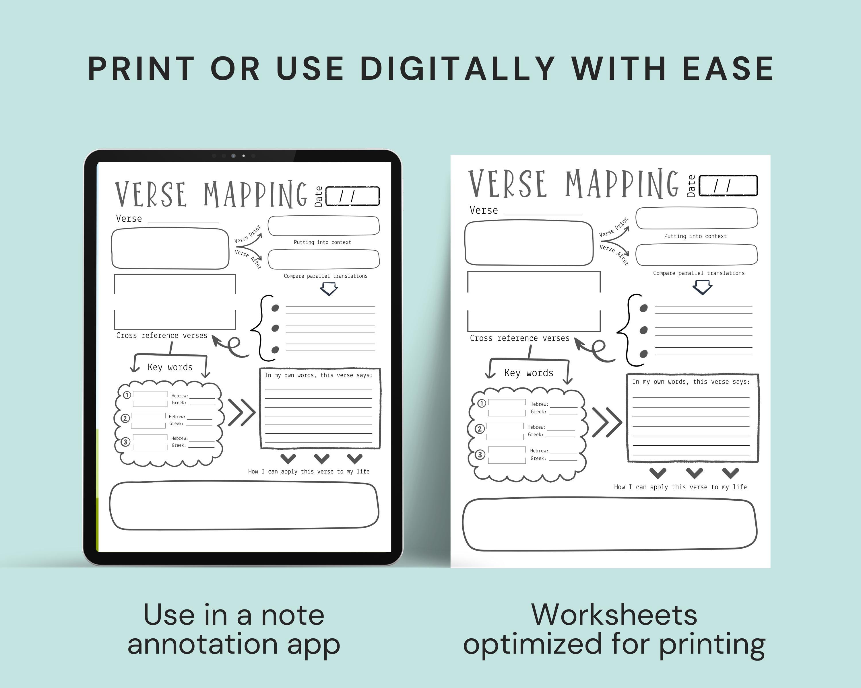 Bible Verse Mapping Printable Black and White, Bible Study Guide ...