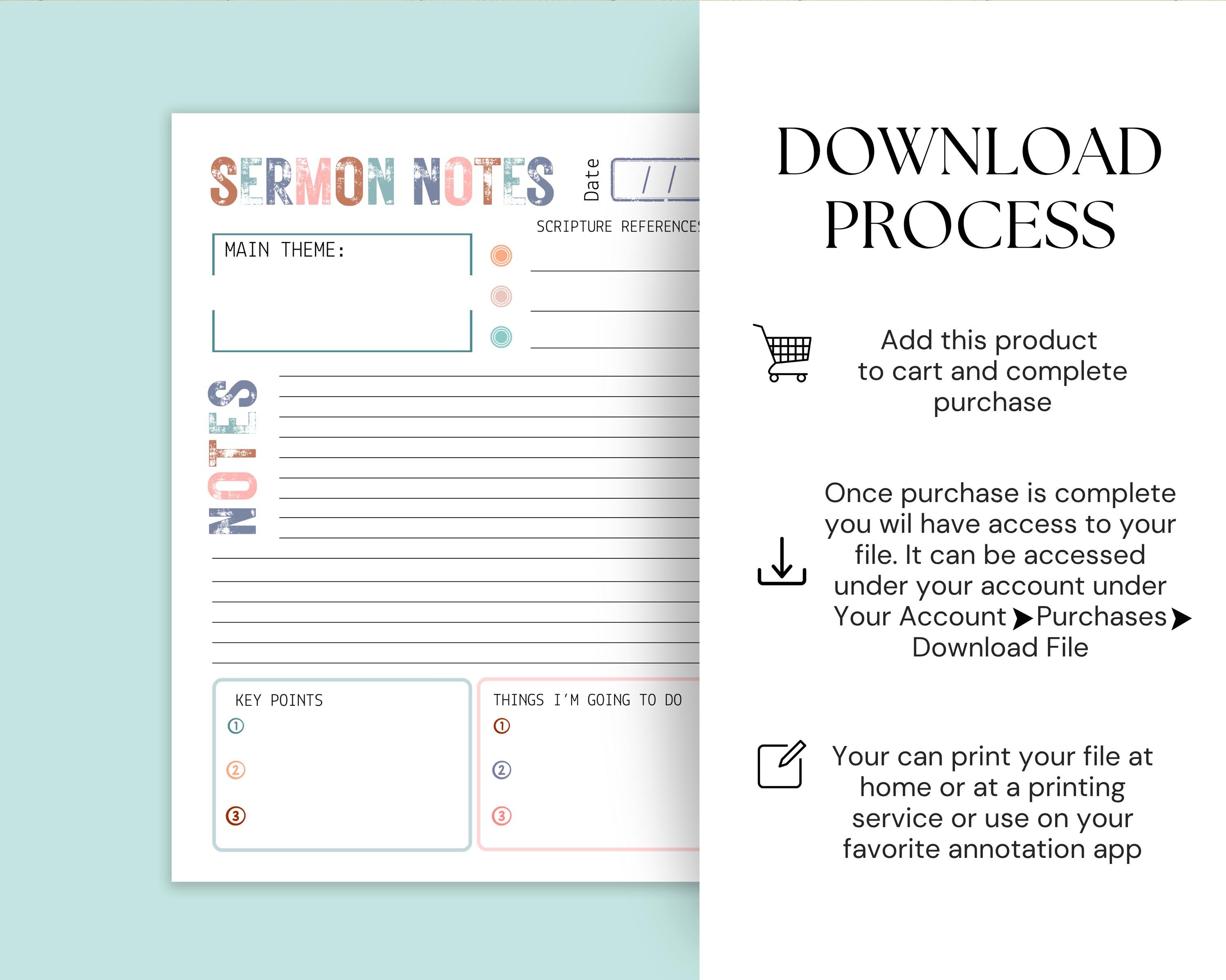 Sermon Notes Worksheet Printable - Bible Study Note Taking Template ...