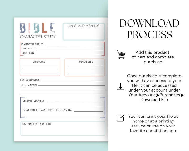 Bible Character Study Guide Digital Printable Download, Bible Study ...