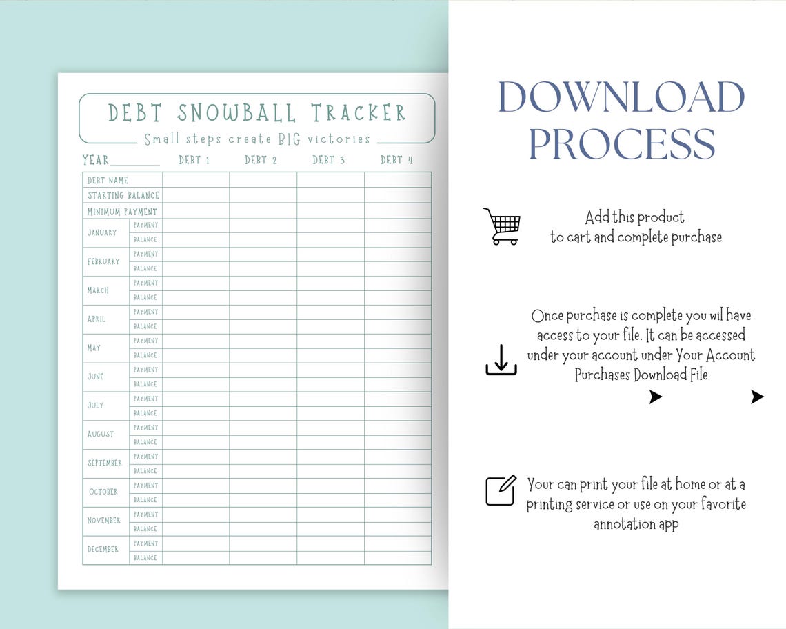 Debt Snowball Tracker Printable, Debt Snowball Worksheet, Debt ...