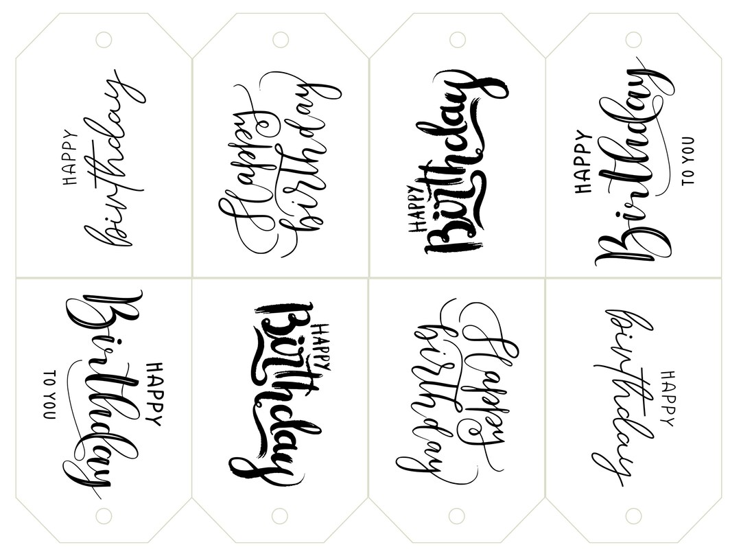 Printable Happy Birthday Tags - Etsy