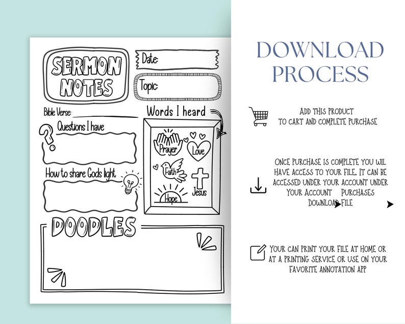 Sermon Notes Worksheet Printable for Kids - Bible Study Note Taking ...