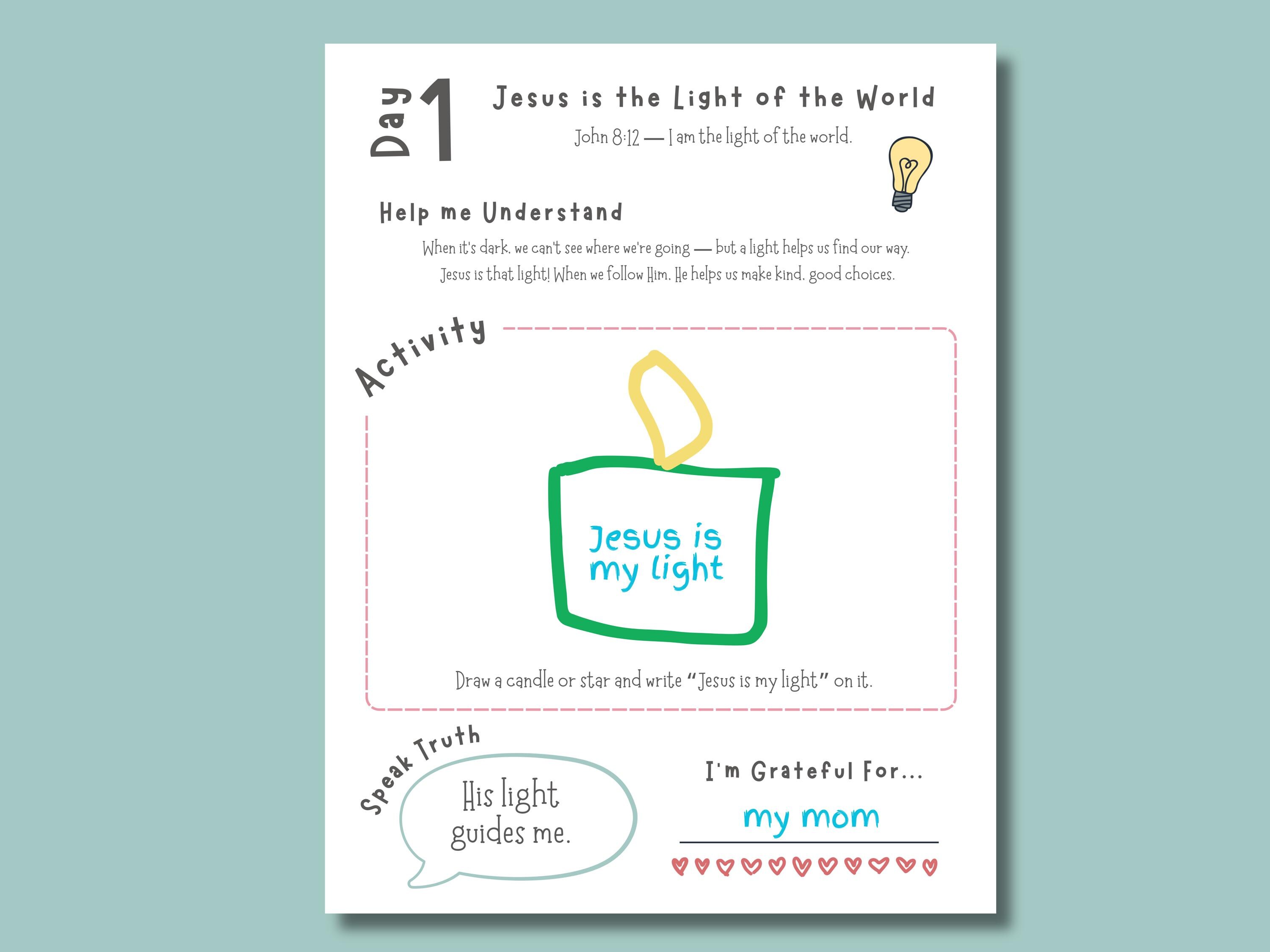 Bible Verse Advent Calendar Printable for Kids, 25 Names of Jesus Study ...