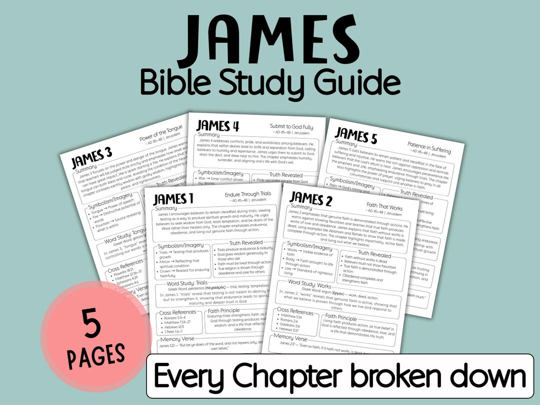 James Bible Study Guide, Printable Bible Study Template, Bible Study ...