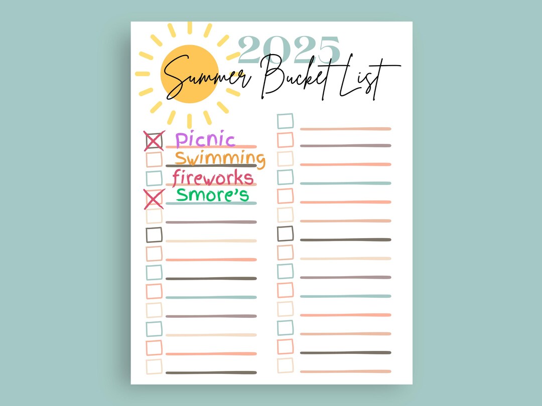 Summer Bucket List, Family Activity Chart, Kids Summer Bucket List ...