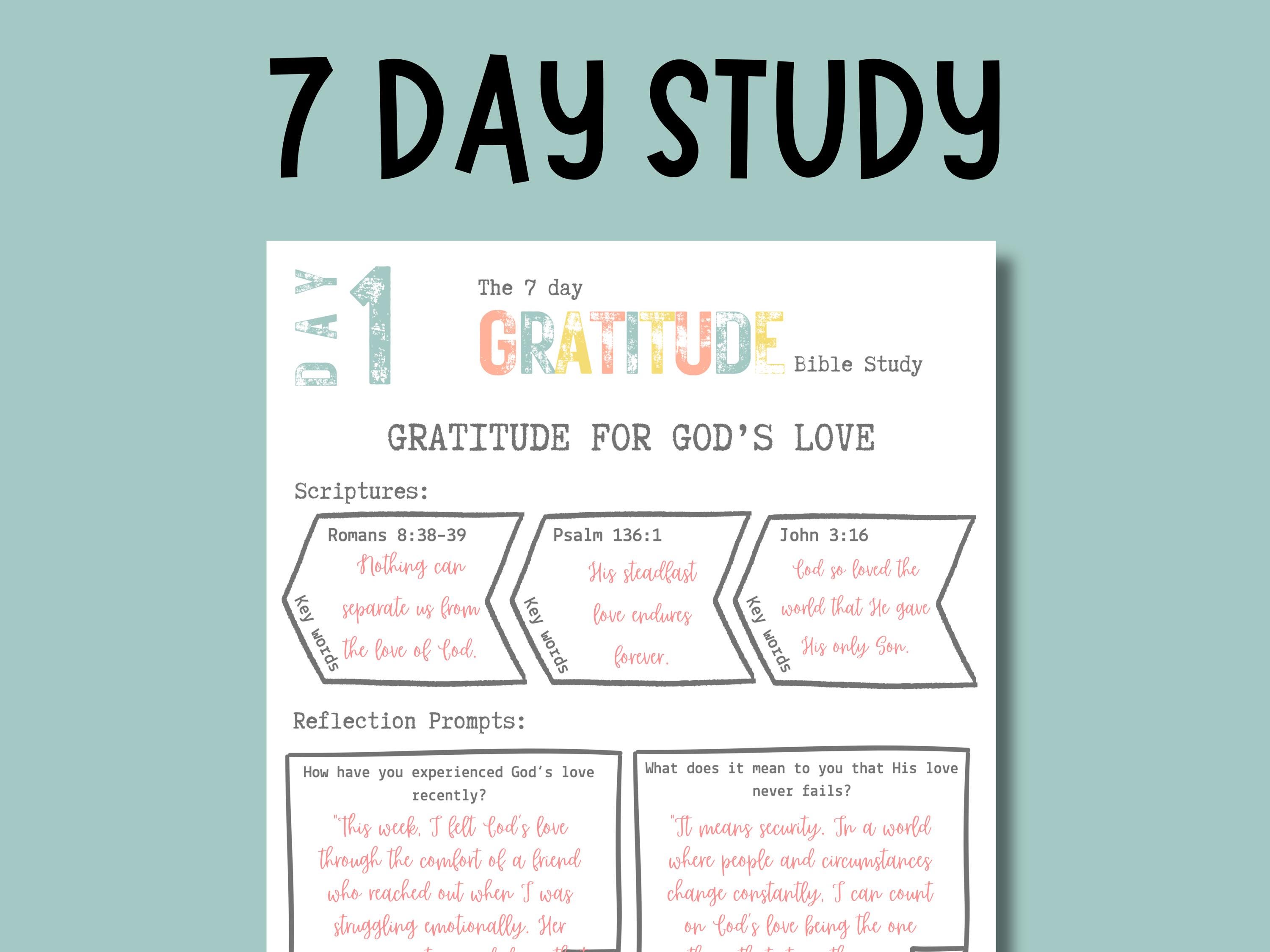 Thanksgiving Bible Study Guide, 7-day Gratitude Challenge, Bible Verse ...