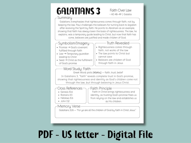 Galatians Bible Study Guide, Printable Bible Study Template, Bible ...