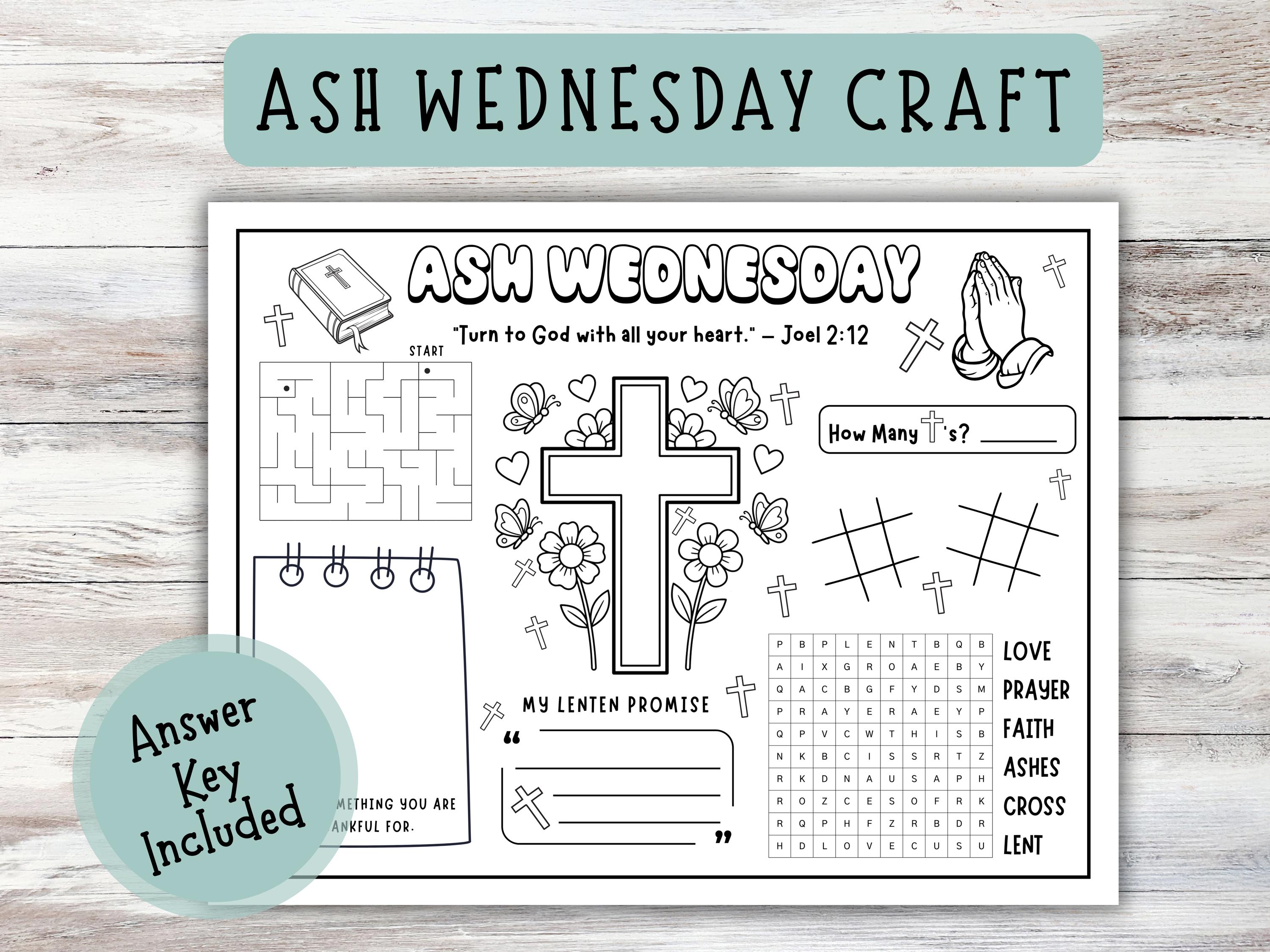 Ash Wednesday Craft, Lent Activity Placemat Printable for Kids ...