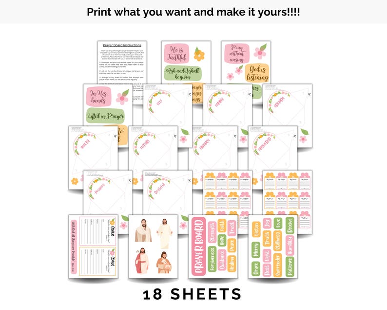Prayer Board Kit, Faith Vision Board Set, Printable Christian Planner ...