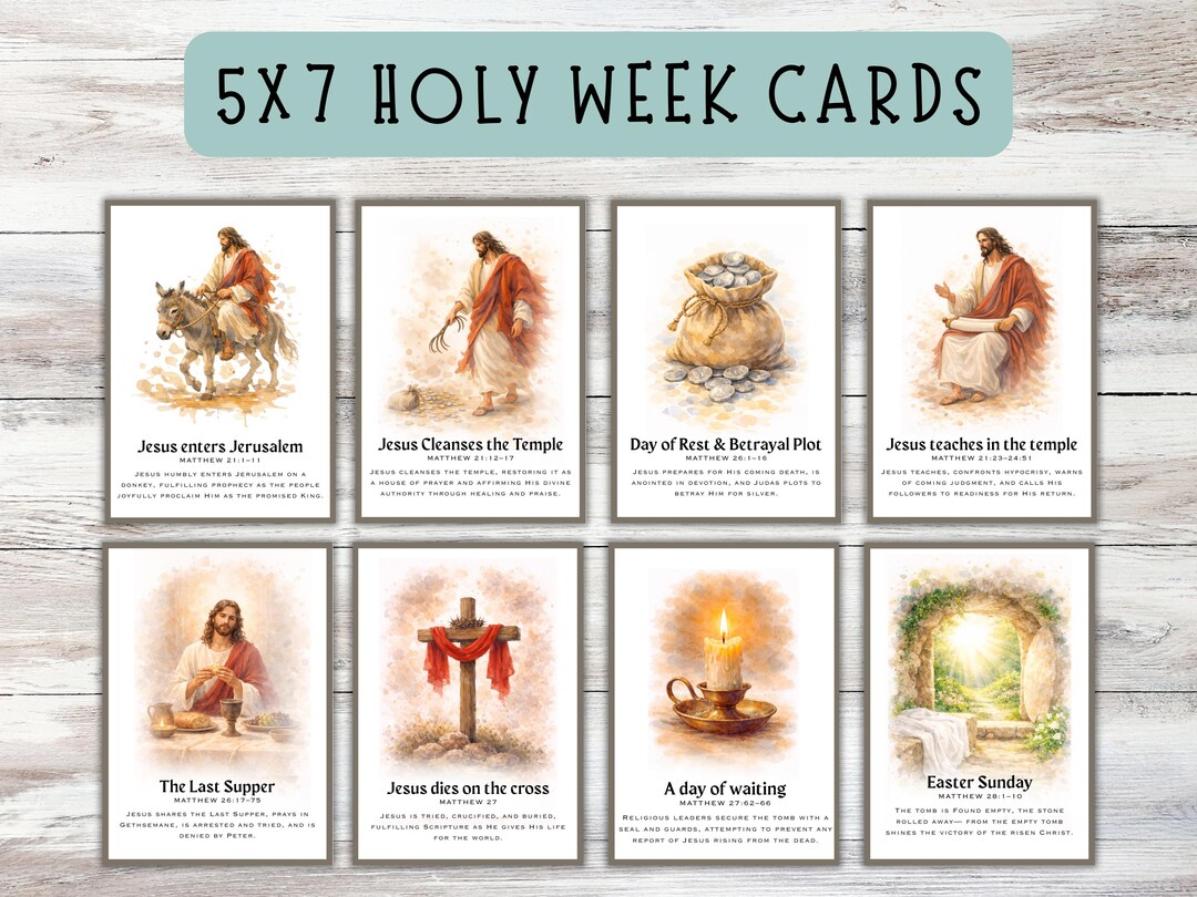 Holy Week Cards Printable, Holy Week Countdown, Easter Story Art Set ...
