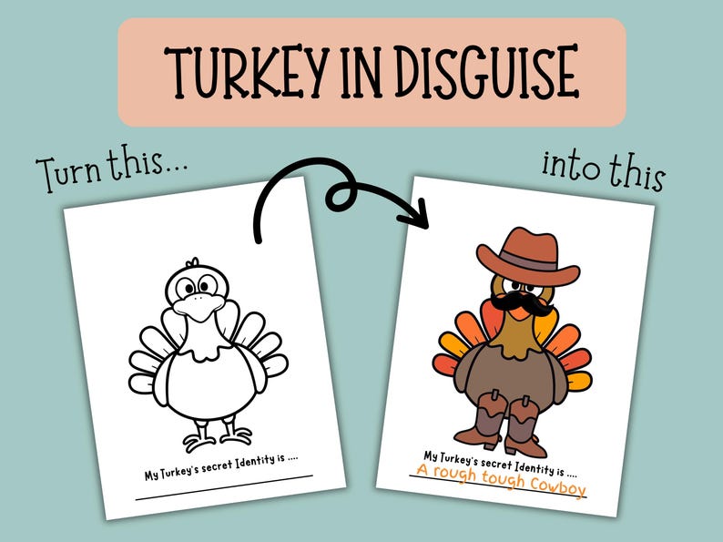 Turkey in Disguise Printable, Thanksgiving Craft for Kids, Classroom ...