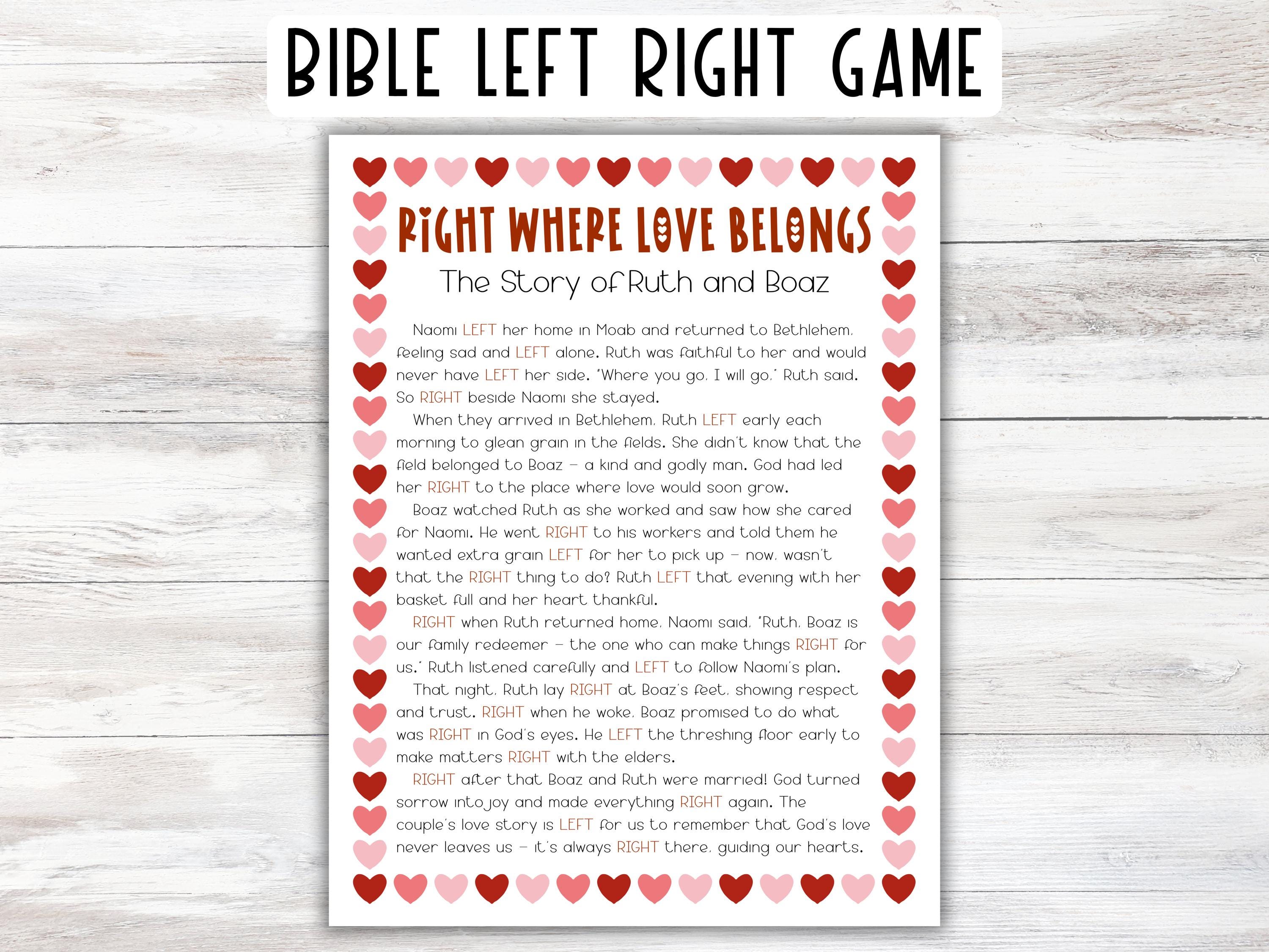 Valentine Left Right Game Printable, Christian Valentine Story, Bible ...