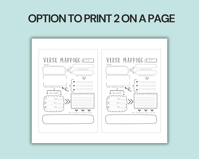Bible Verse Mapping Printable Black and White, Bible Study Guide ...