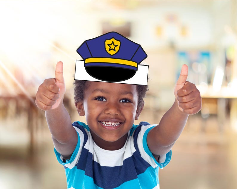 Kids Police Hat Printable Craft | Baby Police Officer Hat Coloring Page ...