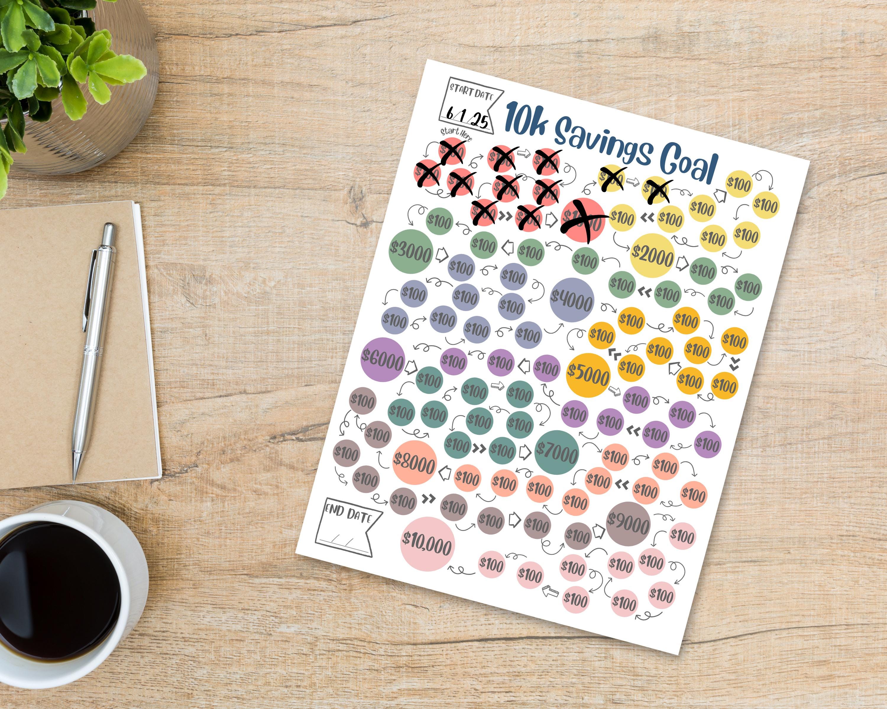 10k Savings Challenge Printable - Reach Your Savings Goals Faster ...