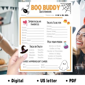 Boo Buddy Questionnaire – Halloween Favorite Things List – Boo Basket ...