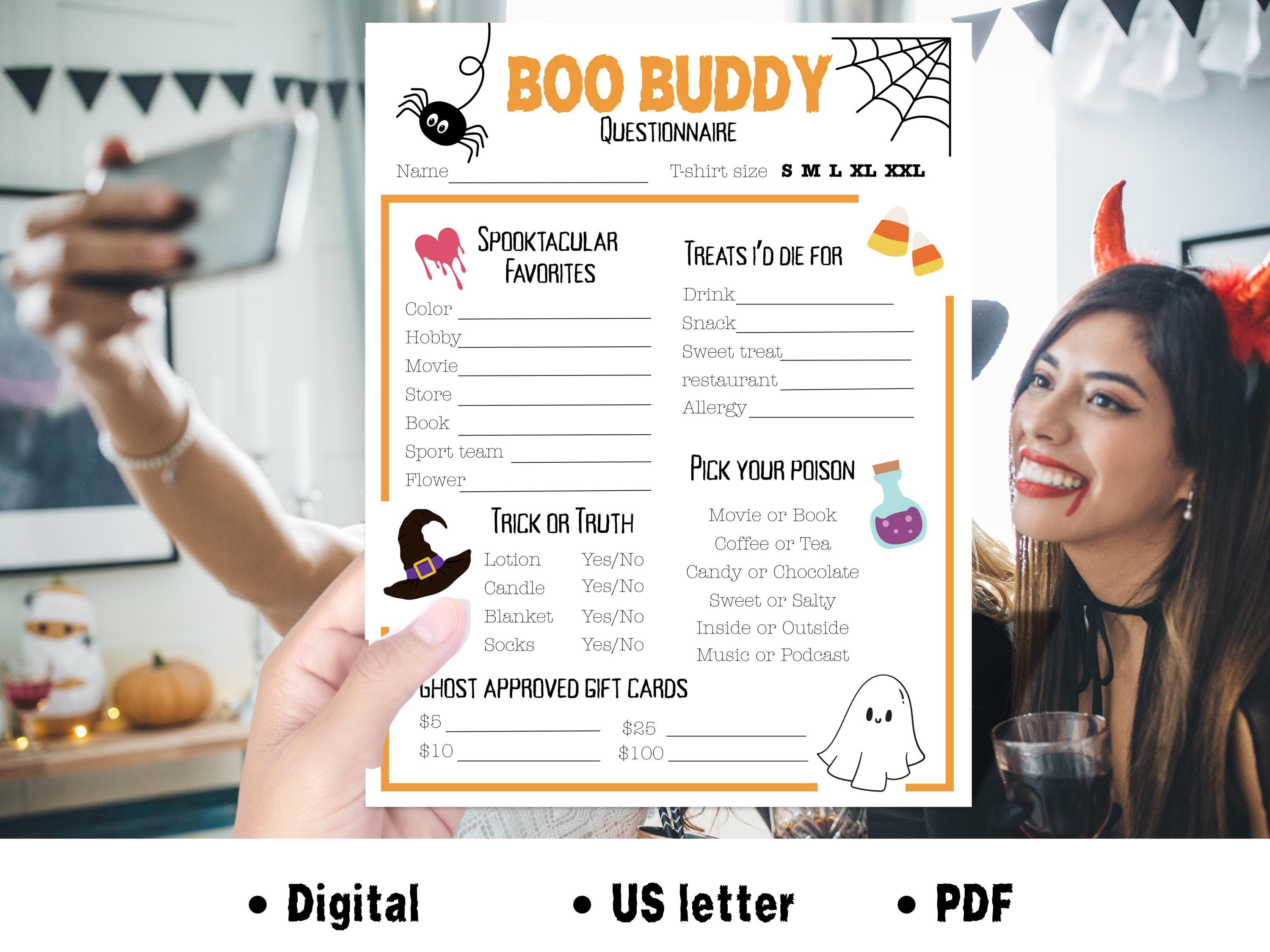 Boo Buddy Questionnaire – Halloween Favorite Things List – Boo Basket ...