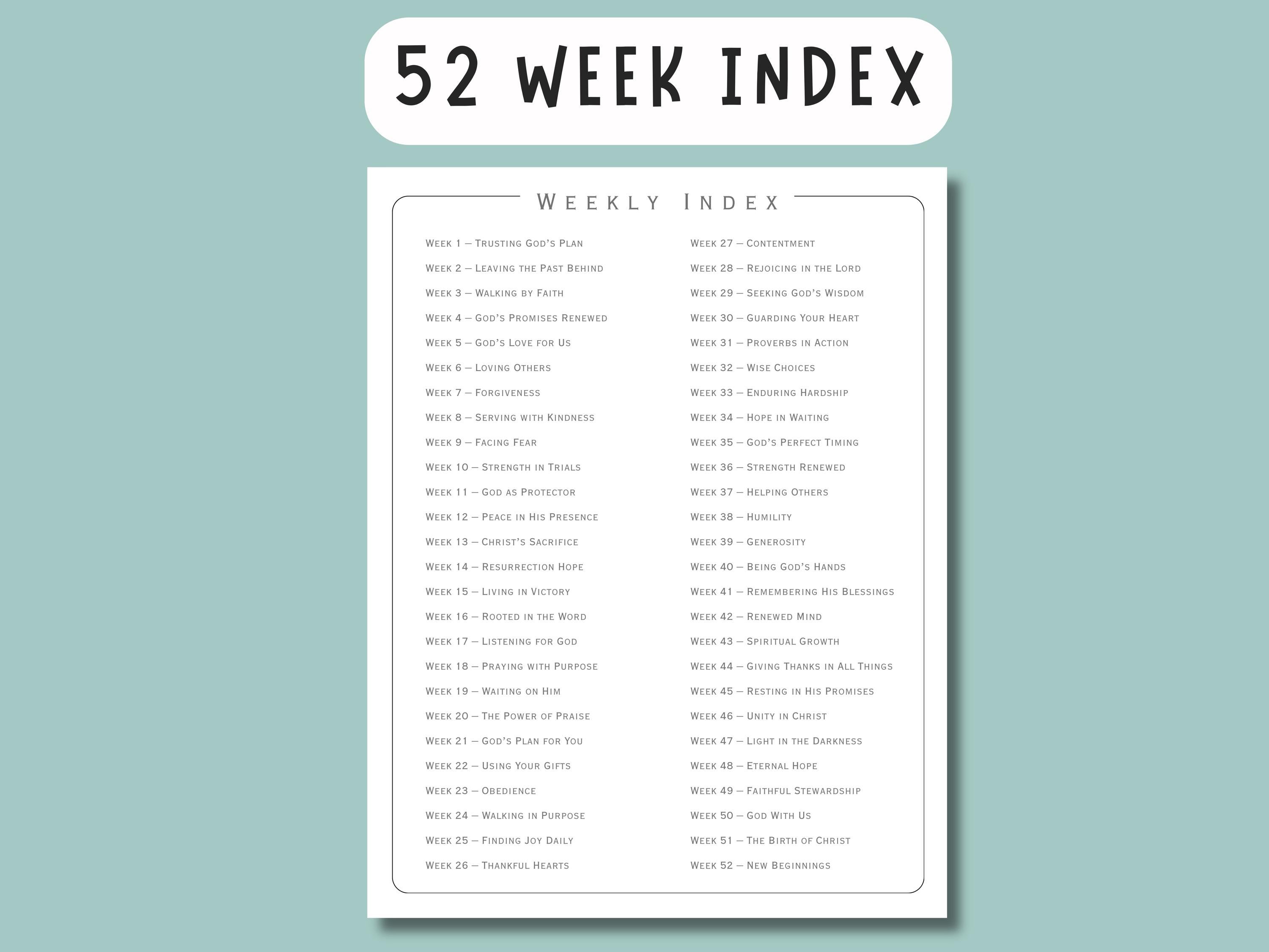 52 Week Bible Study Guide & Journal, Printable Bible Study Template ...