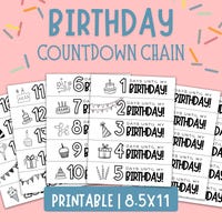 Birthday Countdown Calendar, Printable DIY Kids Countdown Calendar ...
