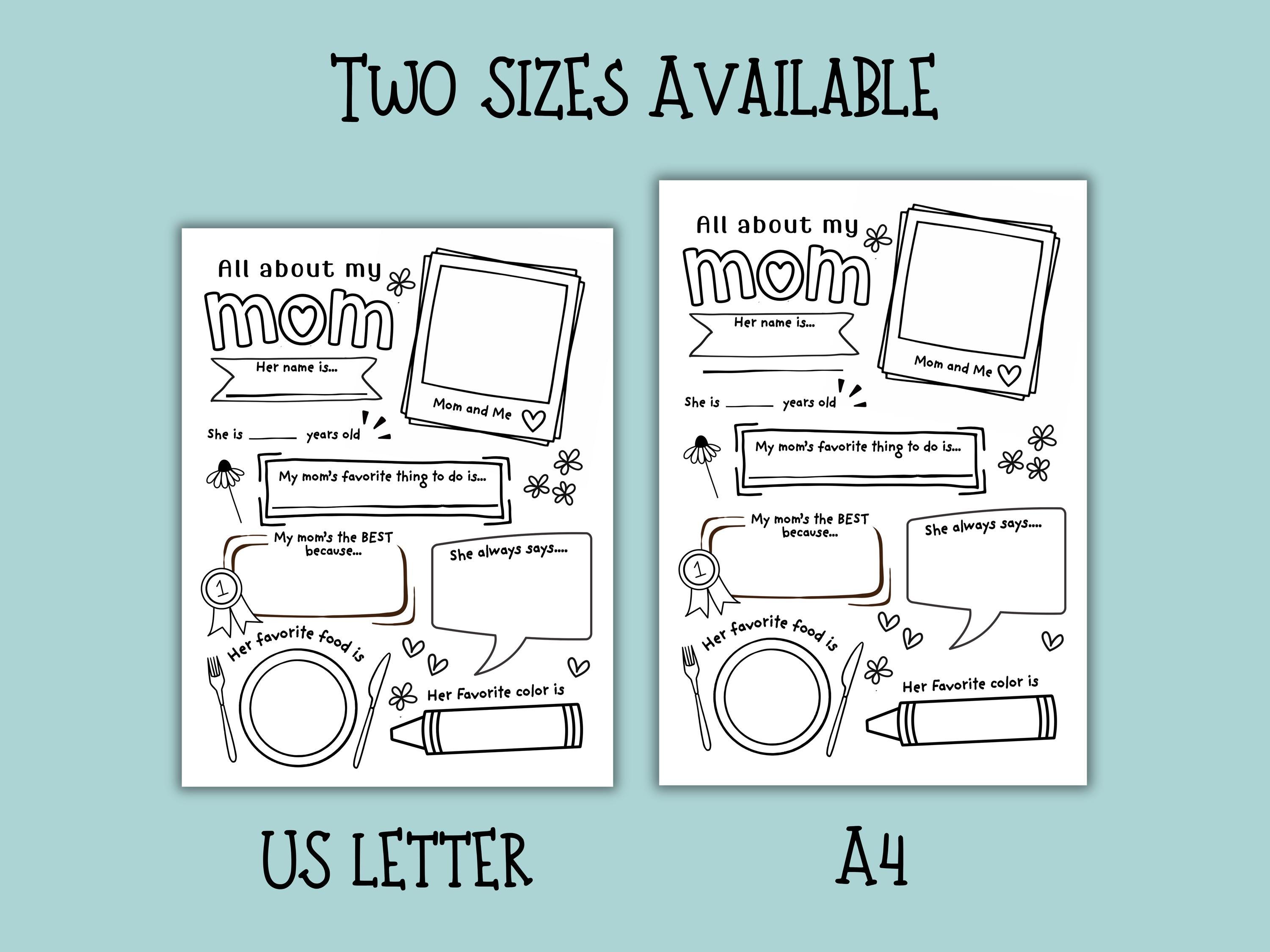 All About My Mom Printable Mothers Day Questionnaire Gift, DIY Mothers ...