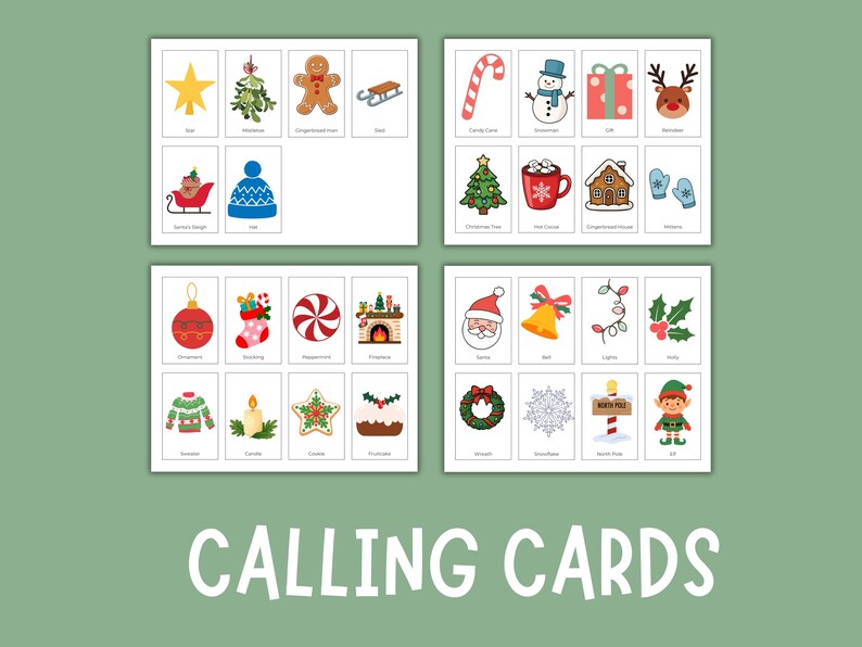 Christmas Bingo Cards Printable, 50 Unique Cards + Calling Set, Holiday ...