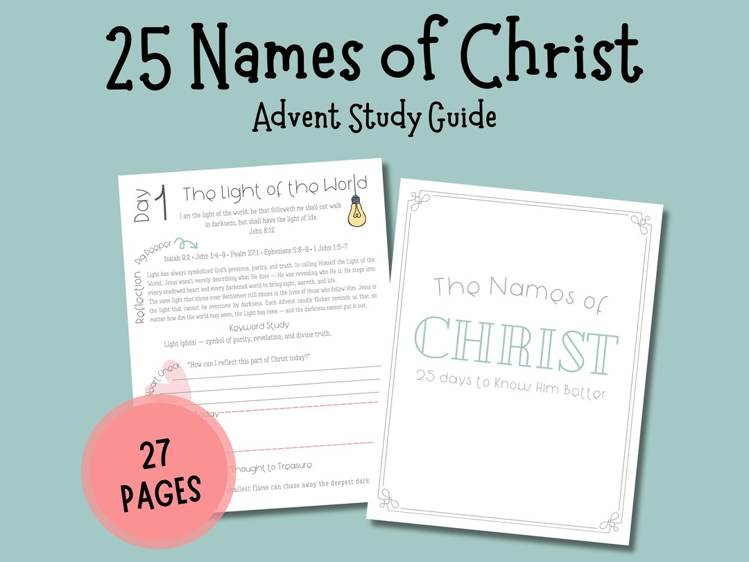 Bible Verse Advent Calendar Printable for Teens and Adults, 25 Names of ...