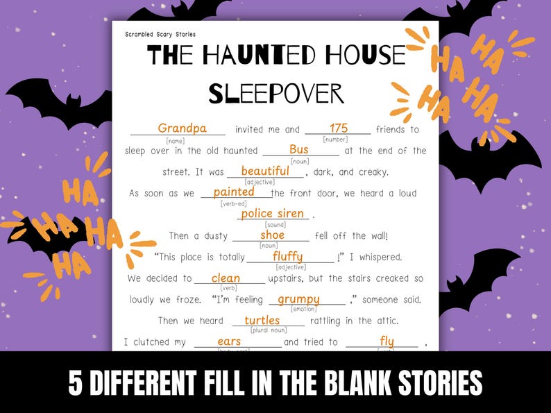 Printable Halloween Fill in the Blank Stories – Funny Halloween Game ...