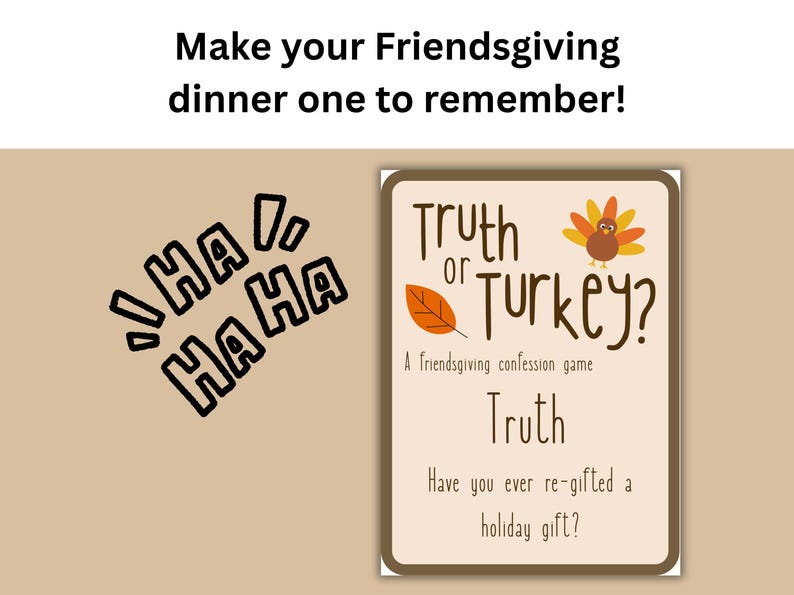 Friendsgiving Truth or Turkey Game: Funny Party Cards, Printable PDF - Etsy