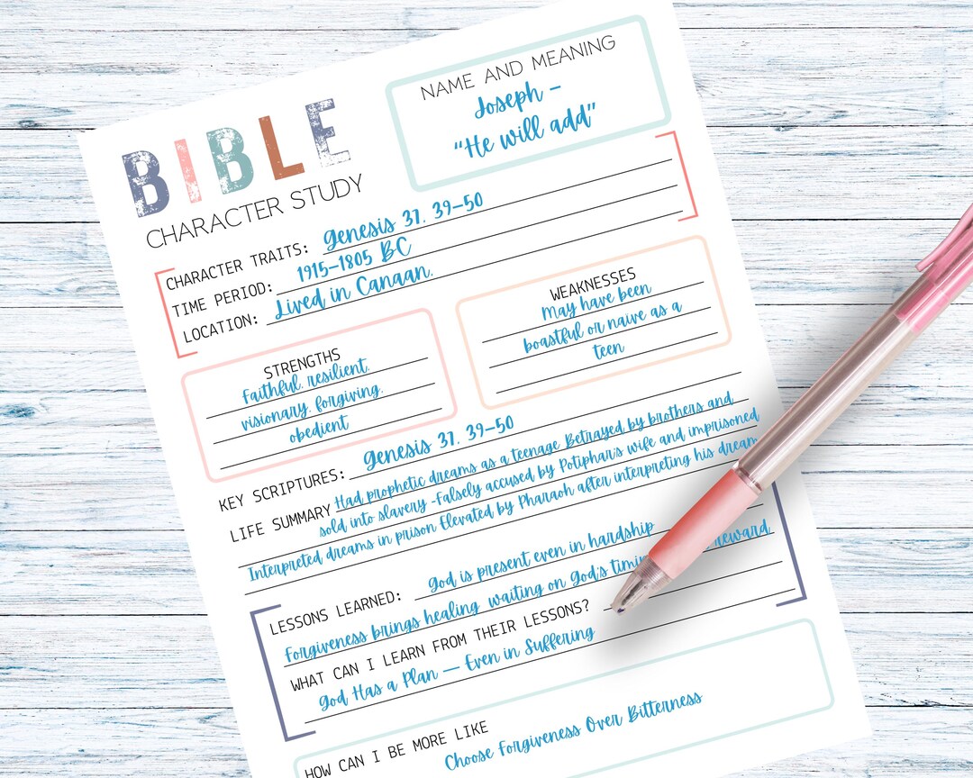 Bible Character Study Guide Digital Printable Download, Bible Study ...