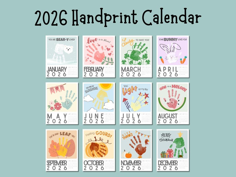 2026 Handprint Calendar, DIY Handprint Art for Kids, Preschool ...