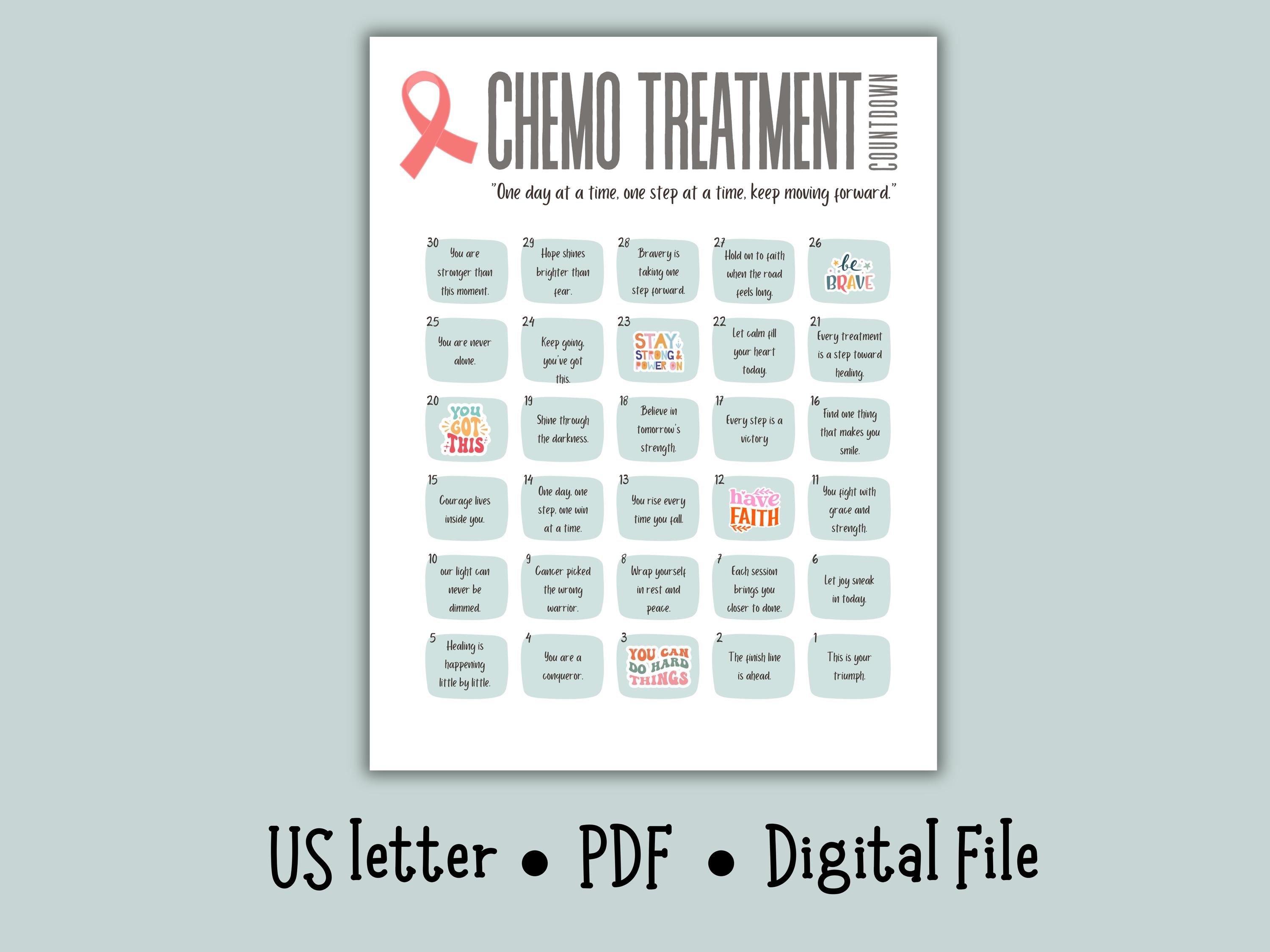 Chemo Countdown Calendar Printable, Cancer Treatment Tracker ...