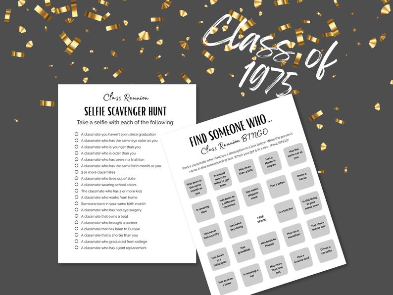 50th Class Reunion Game Bundle - Instant Download, 11 Games With Answer ...