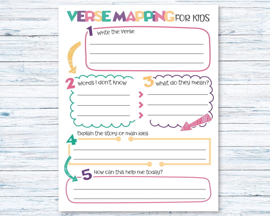 Bible Verse Mapping for Kids Printable, Childrens Bible Study Guide and ...