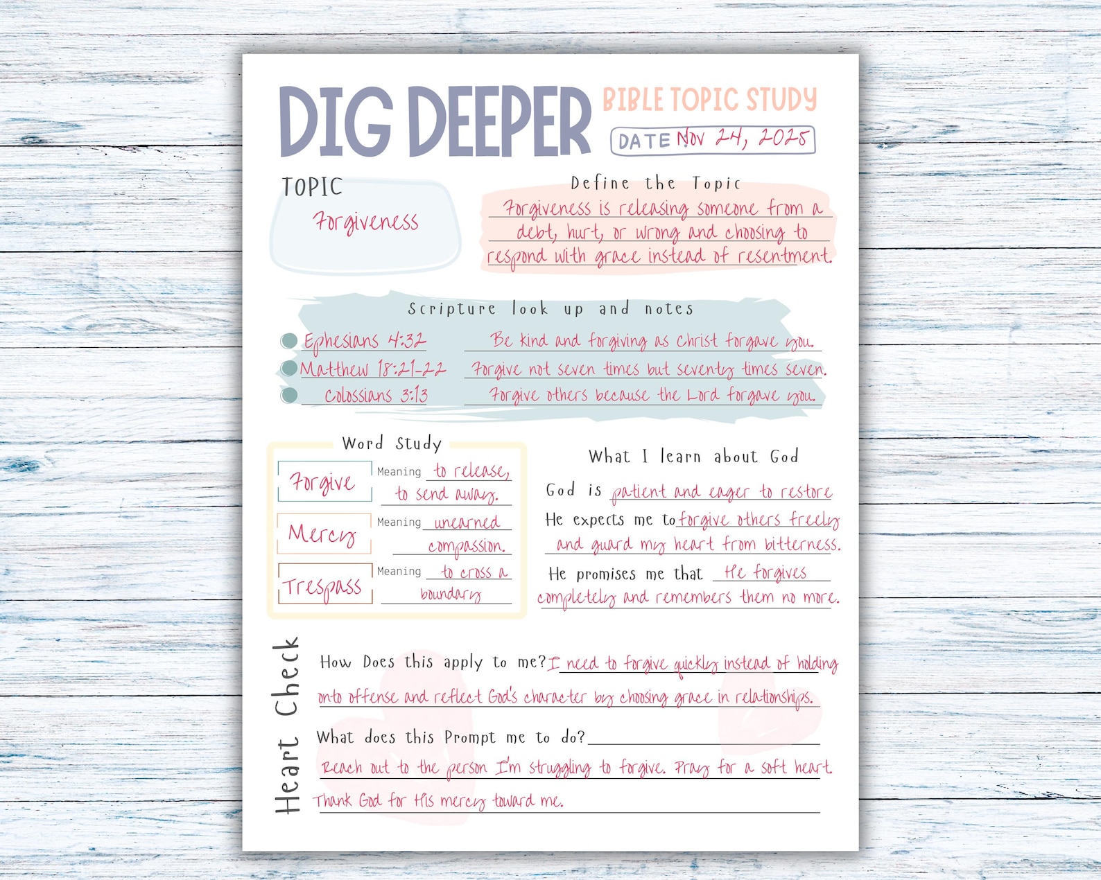 Bible Study Printable – Bible Study Guide & Template for Daily Study ...