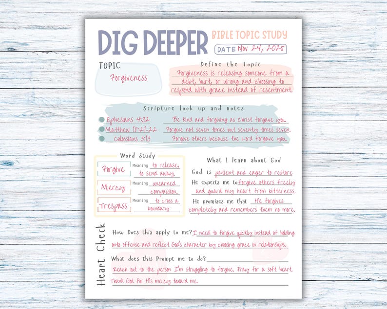 Bible Study Printable – Bible Study Guide & Template for Daily Study ...