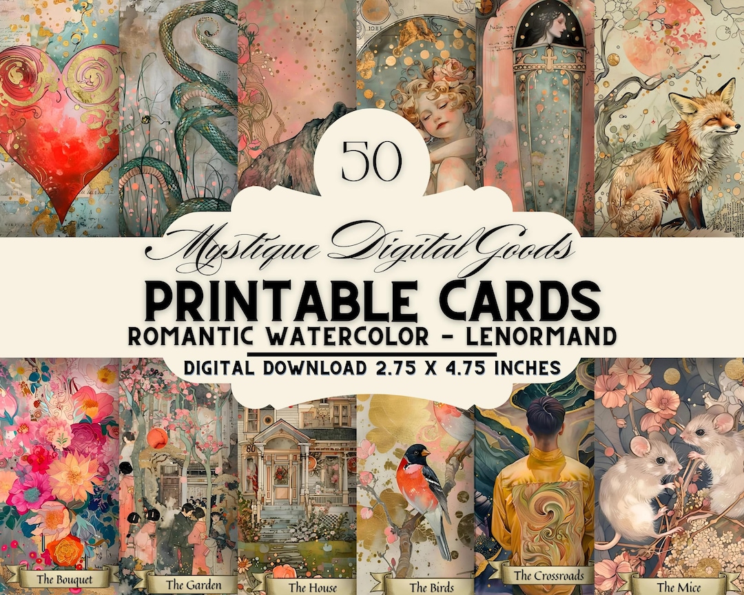 Artistic Lenormand Cartomancy - Romantic Watercolor, Spiritual Insight ...