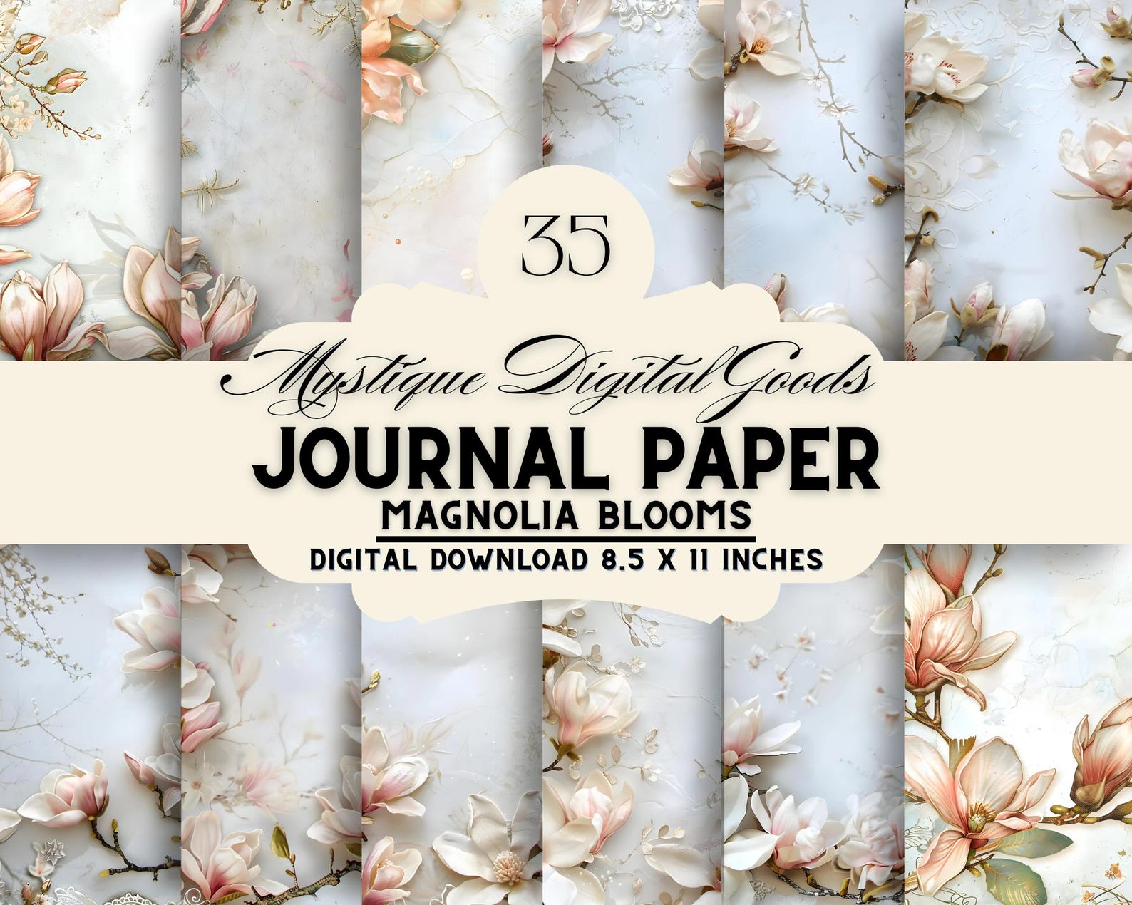 Journal Paper, Magnolia Blooms, Instant Download, Scrapbooking, 8.5 X ...