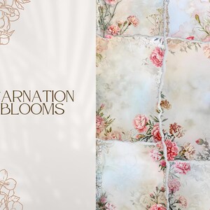 Journal Paper, Carnation Blooms, Instant Download, Scrapbooking, 8.5 X ...