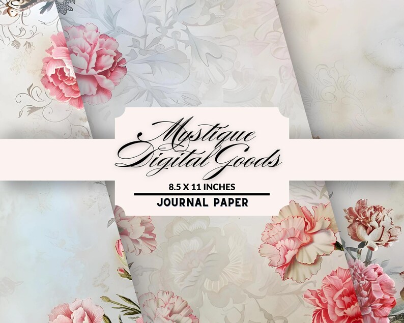 Journal Paper, Carnation Blooms, Instant Download, Scrapbooking, 8.5 X ...