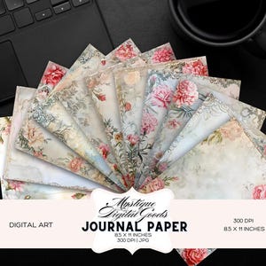Journal Paper, Carnation Blooms, Instant Download, Scrapbooking, 8.5 X ...