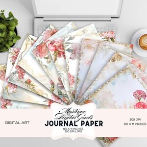Journal Paper, Carnation Blooms, Instant Download, Scrapbooking, 8.5 X ...