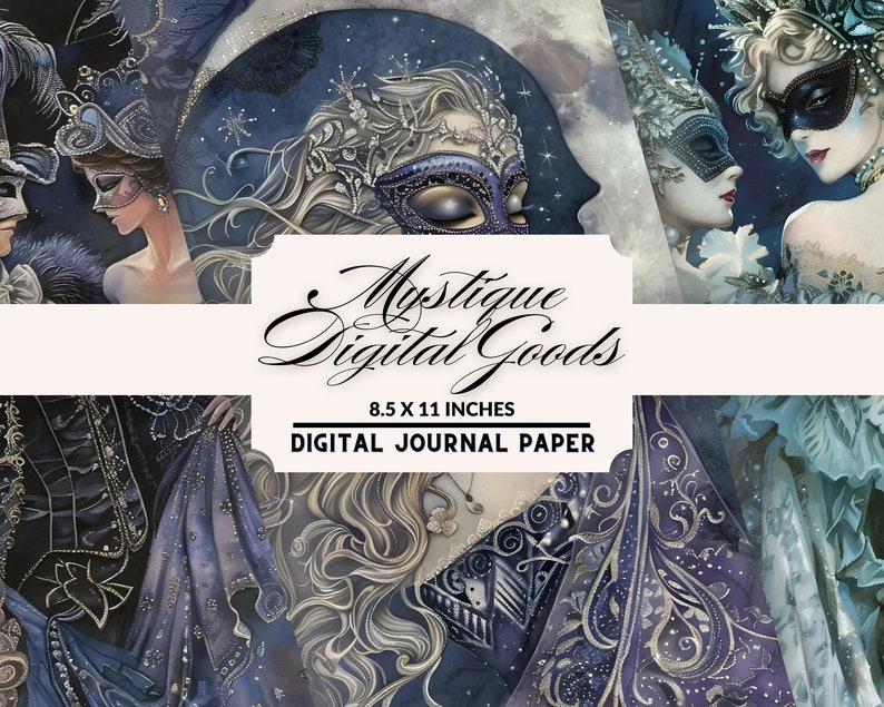 Digital Paper, Magical Moonlight Masquerade, Scrapbook, Elegant ...