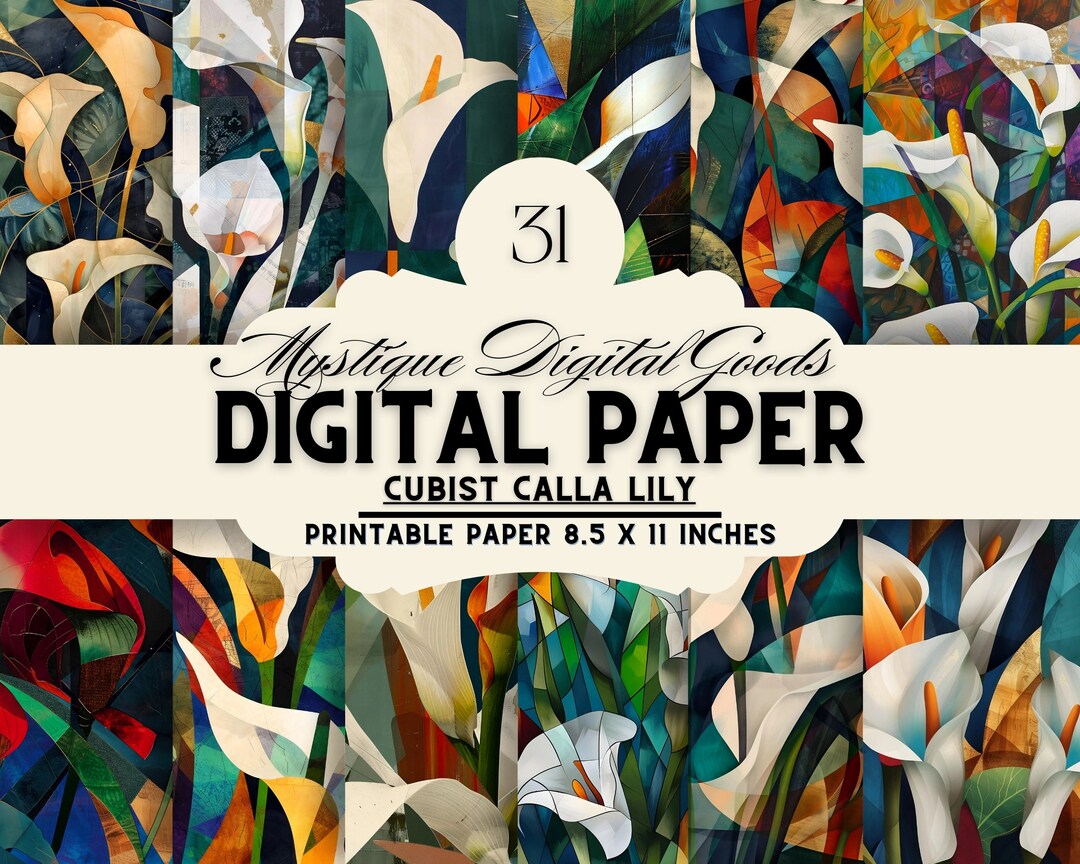 Digital Paper, Cubist Calla Lily, Scrapbook, Vintage, Floral ...