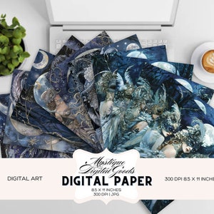 Digital Paper, Magical Moonlight Masquerade, Scrapbook, Elegant ...