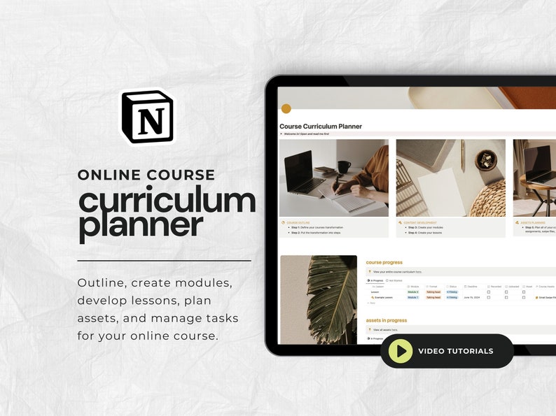 Notion Course Planner | Project Management Template | Course Creator Tool | Online Curriculum ...